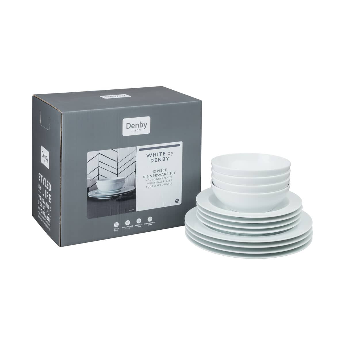 Denby White 12 Piece Tableware Set - (011040958) - eCookshop