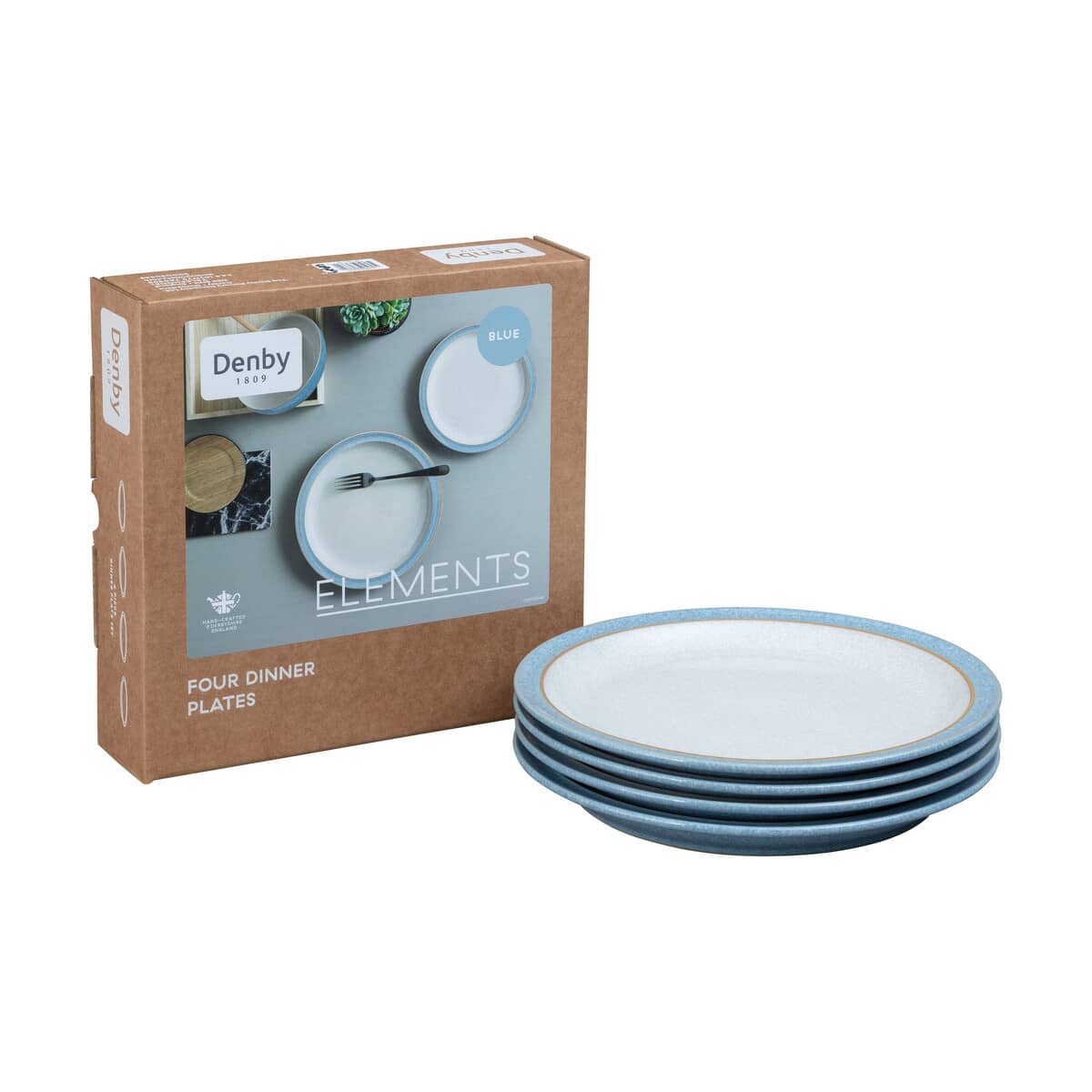 Denby Elements Blue 4 Piece Dinner Plate Set - (381040005) - eCookshop