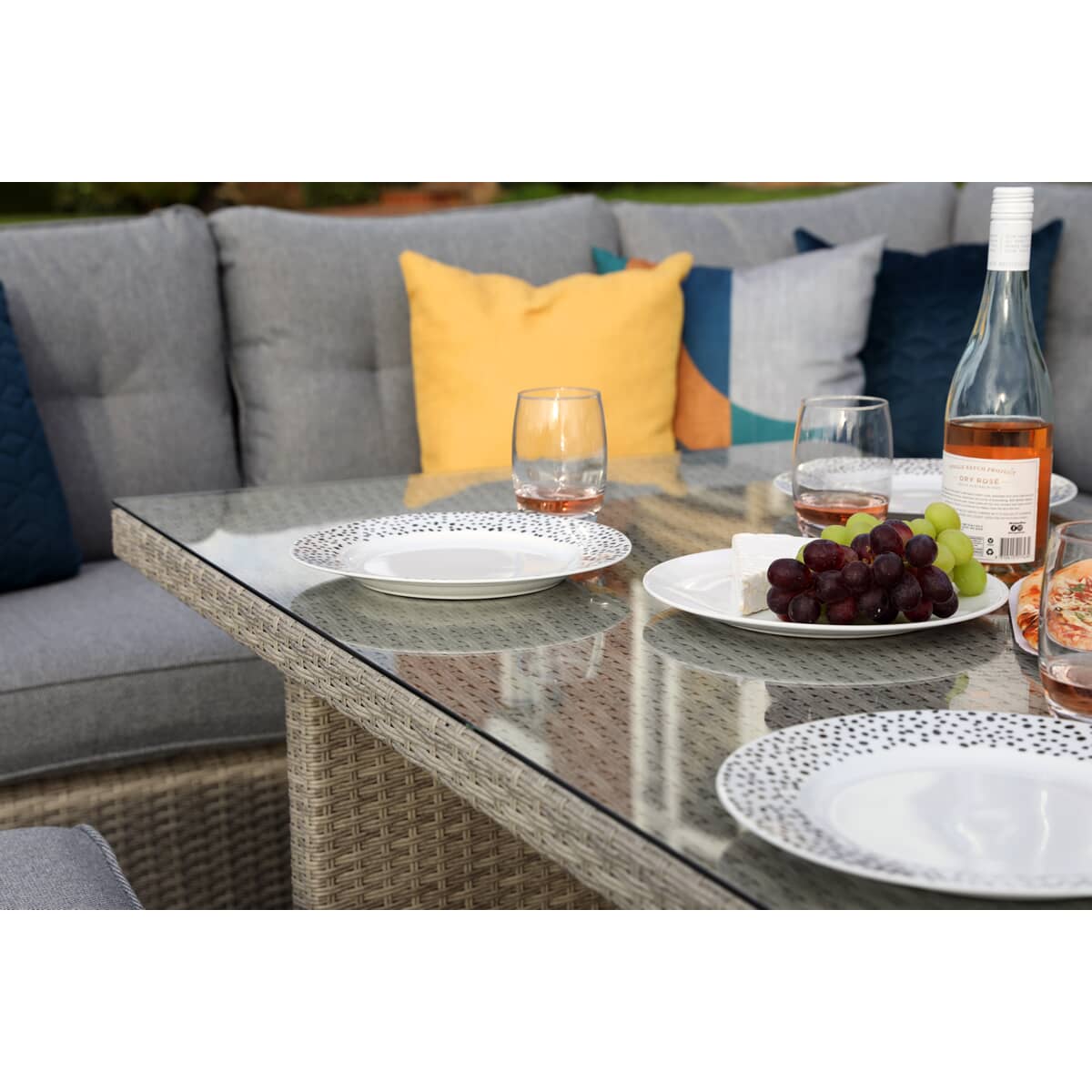 Supremo Barcelona Modular Corner Sofa Dining Set with Rectangular Table Slate Lava X03.180.17.05.03 Garden Furniture World