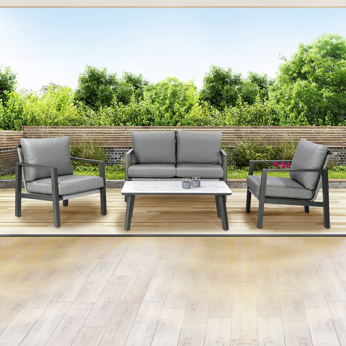 Kettler Larno 2 Seat Sofa Lounge Set with Sinter Stone Top Table ...