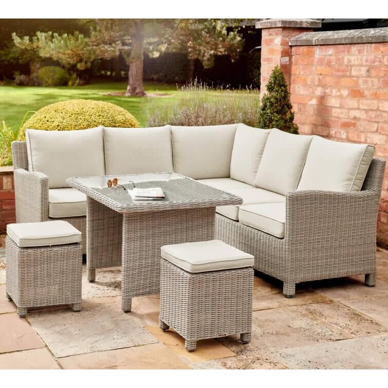 Kettler Palma Mini Corner Sofa and 2 x Stools Oyster - (0193346-3310C ...