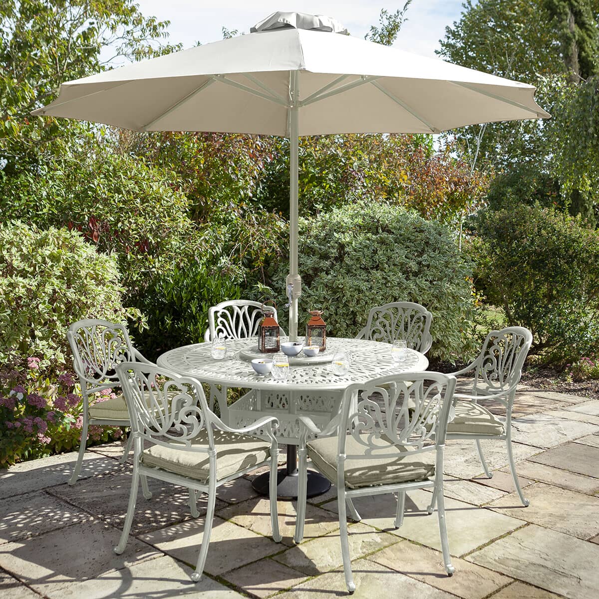 Hartman Amalfi 6 Seat Round Set with Lazy Susan Maize/Wheatgrass ...