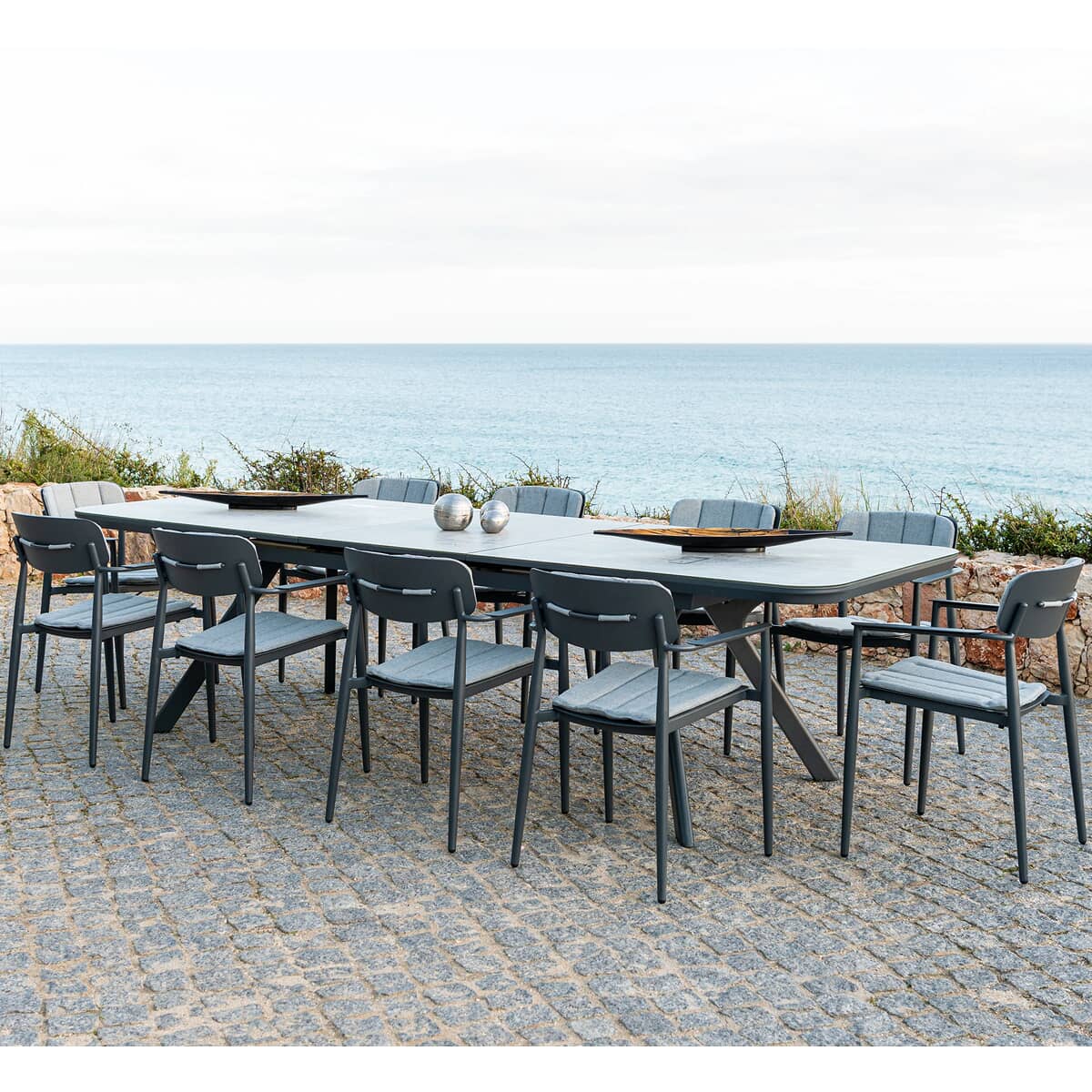 Alexander Rose Rimini 10 Seat Extending Rectangular Dining Table Set ...