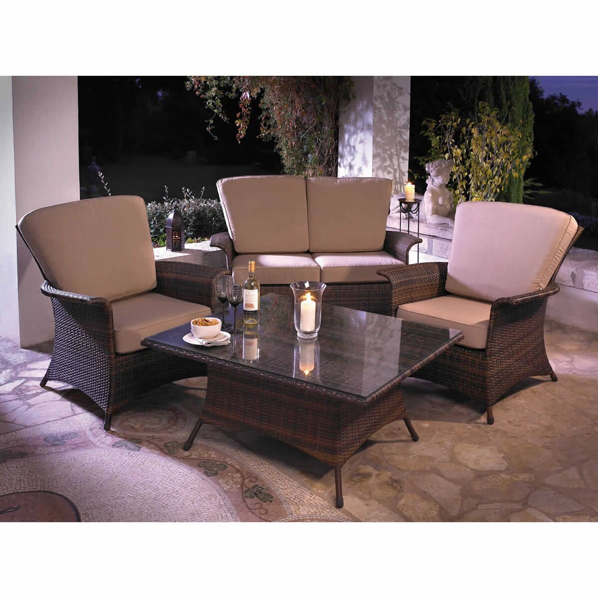 Largo Lounge Set - Natural Rattan (HLARSET05) - Garden Furniture World