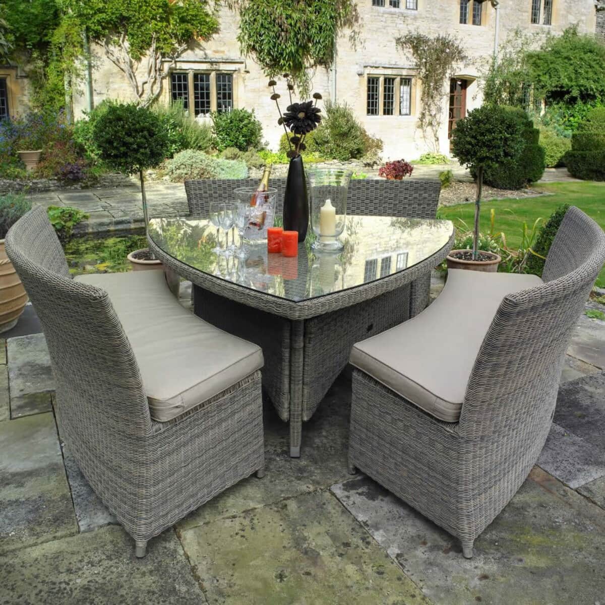 Hartman Triangular Bench Set - Natural Rattan (HTRINSET01) - Garden ...