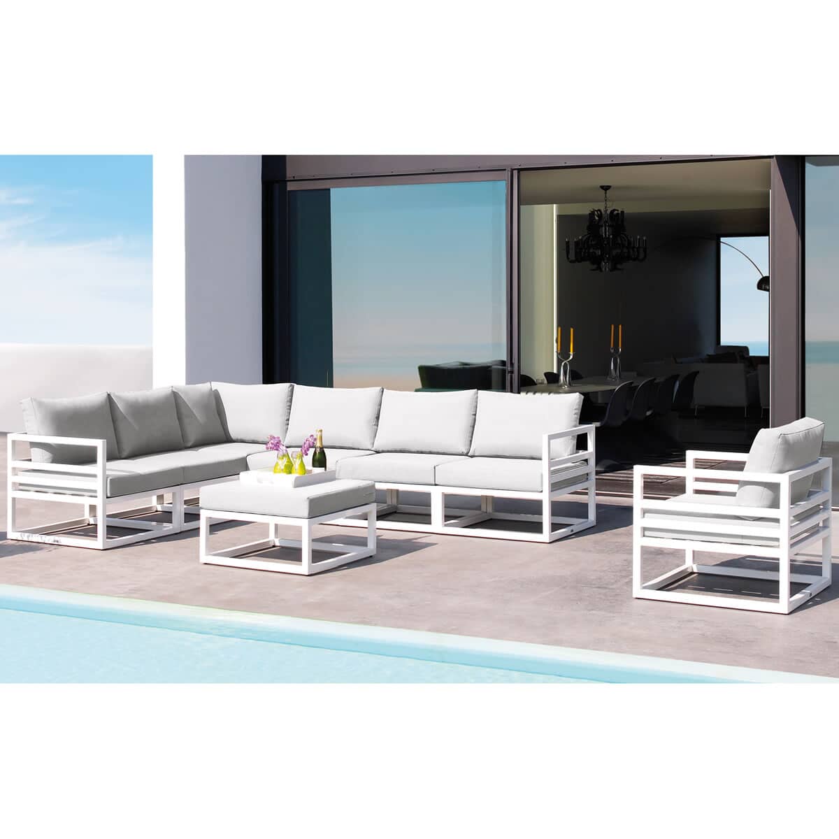 Life Fabri Lounge Set White With Mouse Grey Cushions - (LFAB01 ...