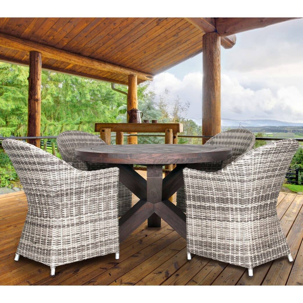 Life Riva/Elias 4 Seat Dining Set Greywash - (LRIVASET03) - Garden ...