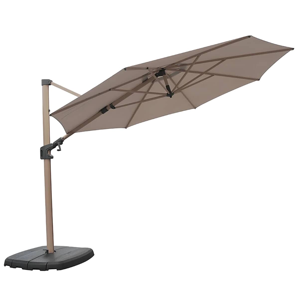 Kettler 3.0m Round Free Arm - Wood Effect Frame wth Stone Coloured ...