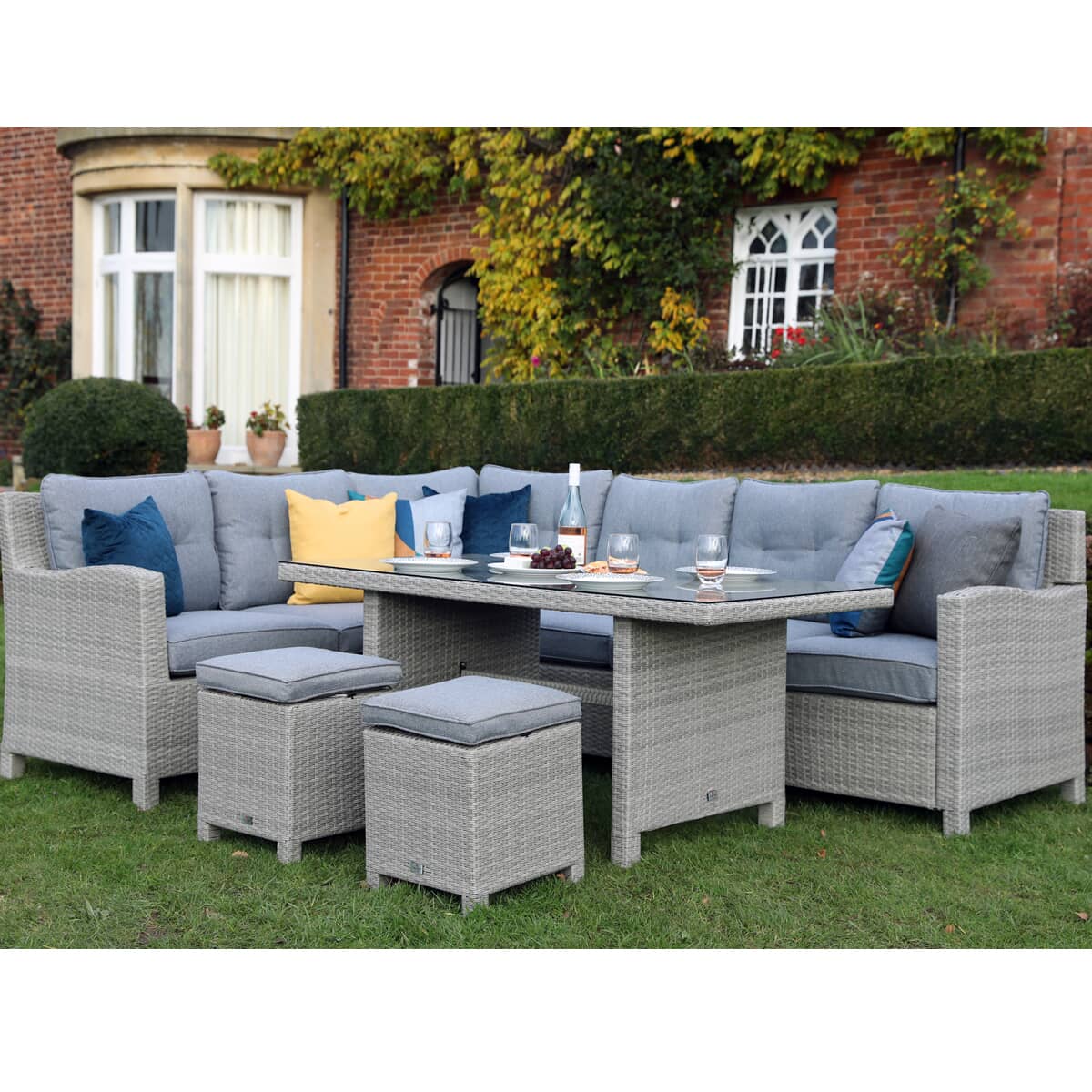 Supremo Barcelona Modular Corner Sofa Dining Set with Rectangular Table Slate Lava X03.180.17.05.03 Garden Furniture World