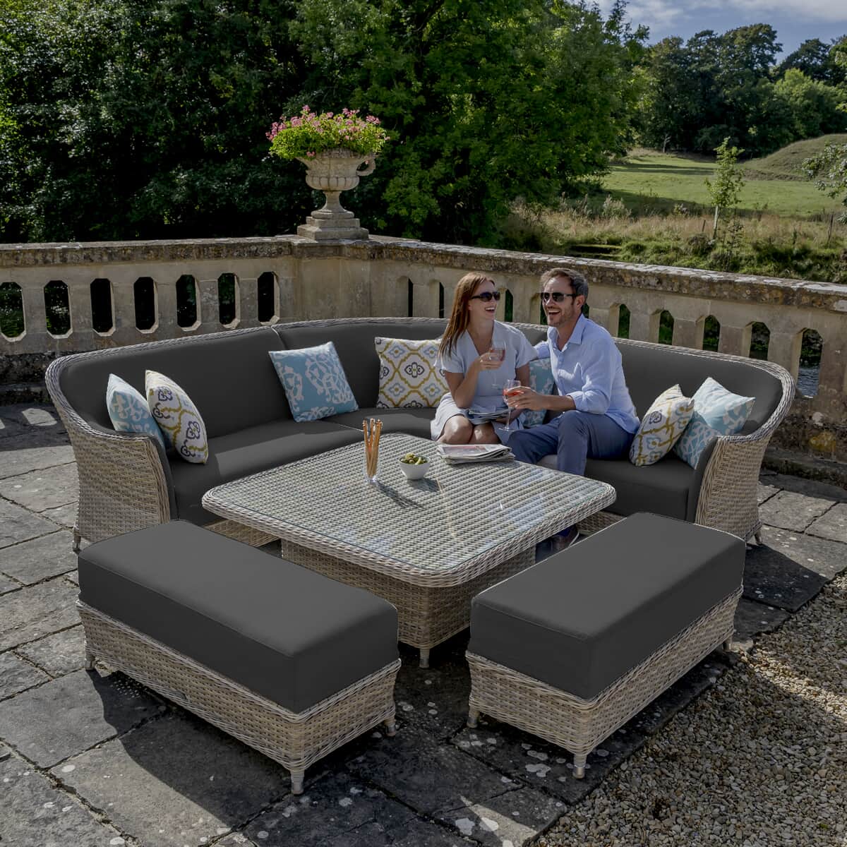 Bramblecrest Panama Modular Sofa with Square Adjustable Casual Dining ...